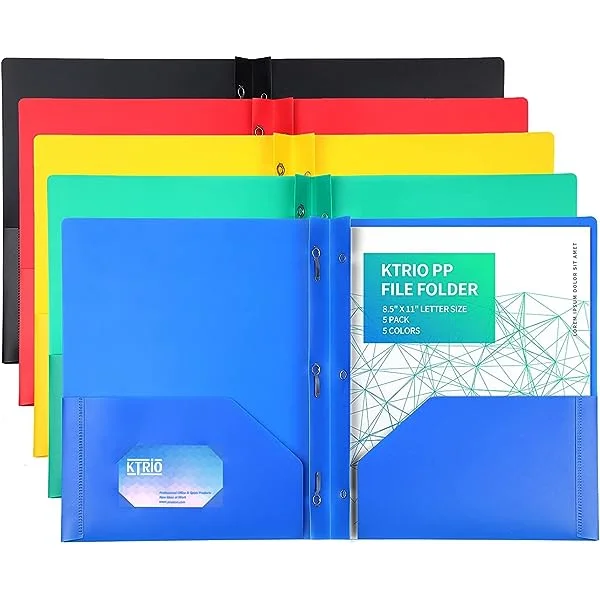 KTRIO Plastic Pocket Folders with Prongs, 5 Pack 2 Pocket Folders 3 ... KTRIO Plastic Pocket Folders with Prongs, 5 Pack 2 Pocket Folders 3 ...