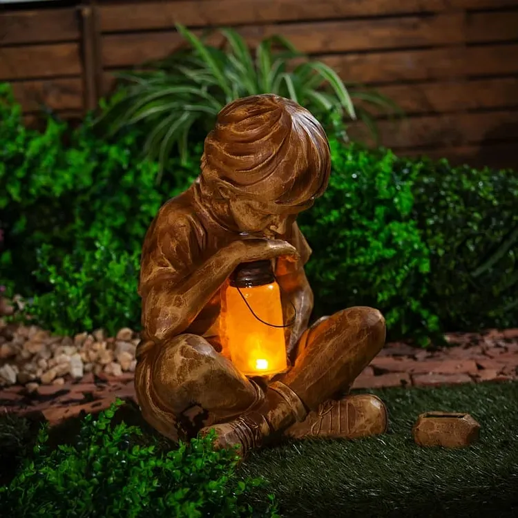 Last Day 69% OFF - A Boy With Solar Firefly Garden Statue