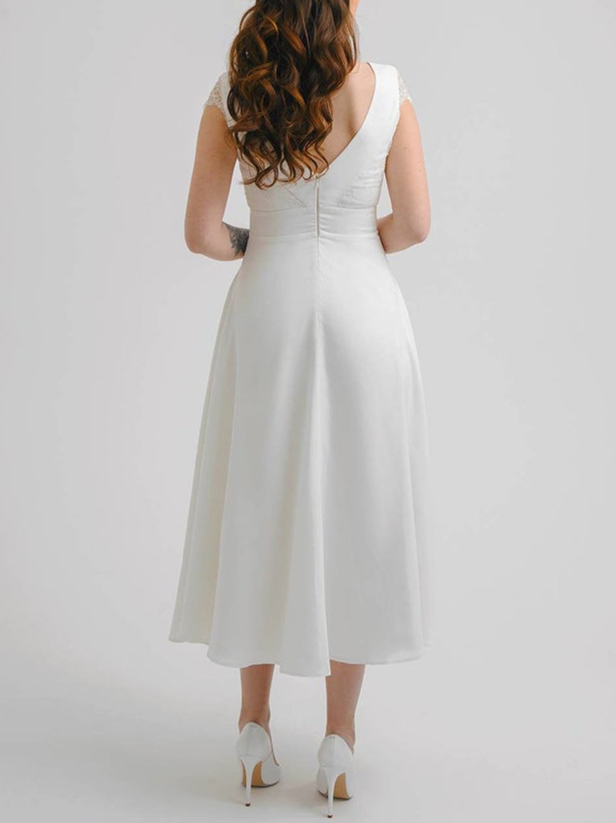 Simple reception short wedding dress, birthday party dress