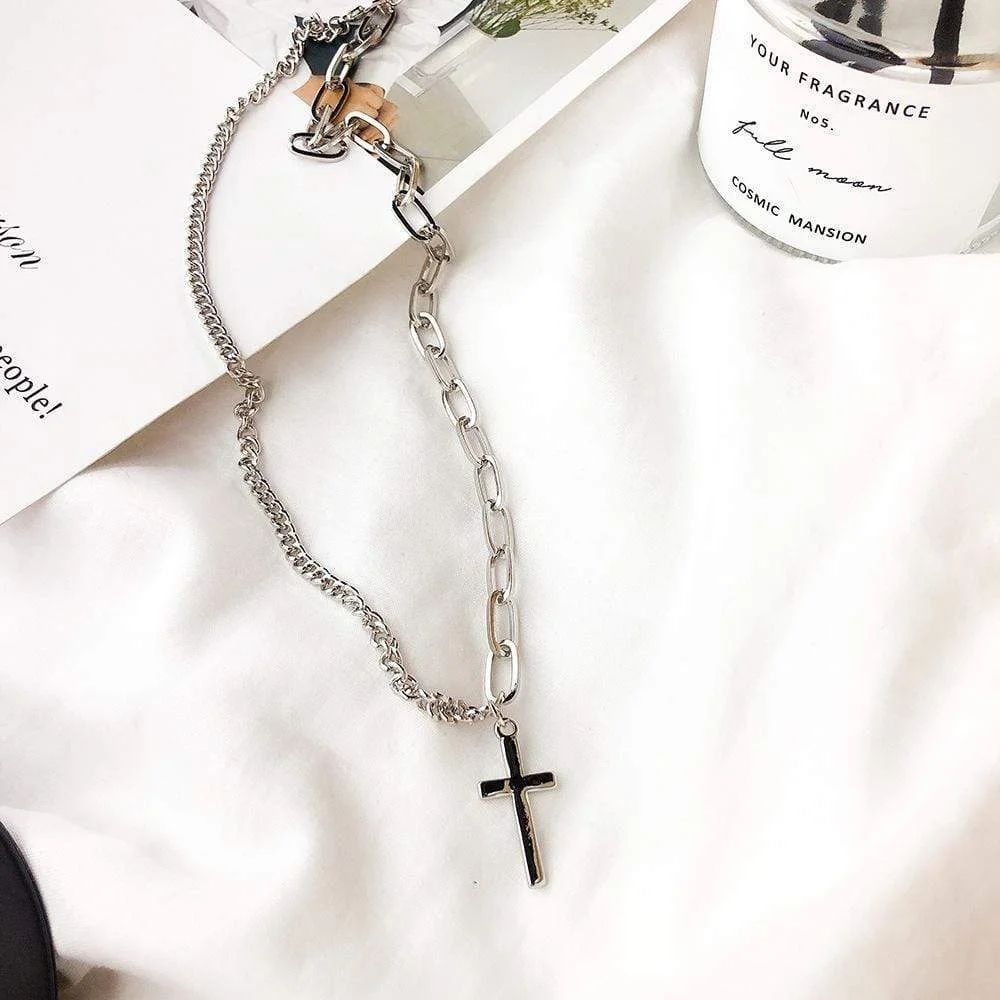 HIP HOP CROSS LAYERED NECKLACE