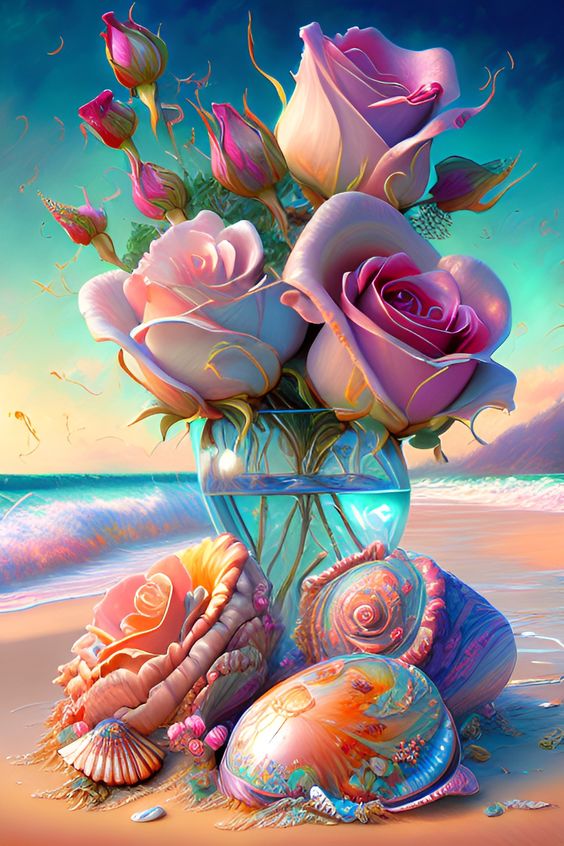 DIY Painting By Numbers | Shell And Flower - 40*60cm