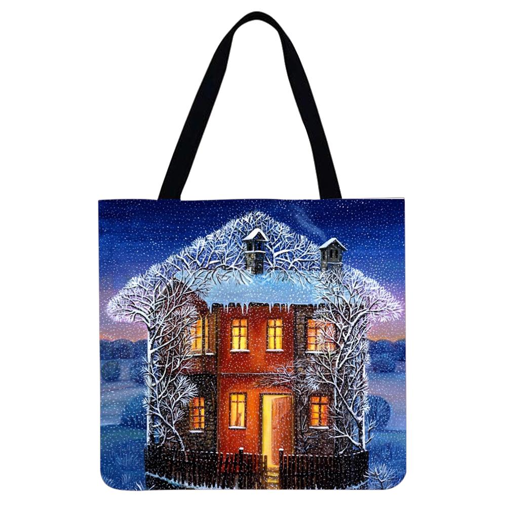 Linen print tote bag