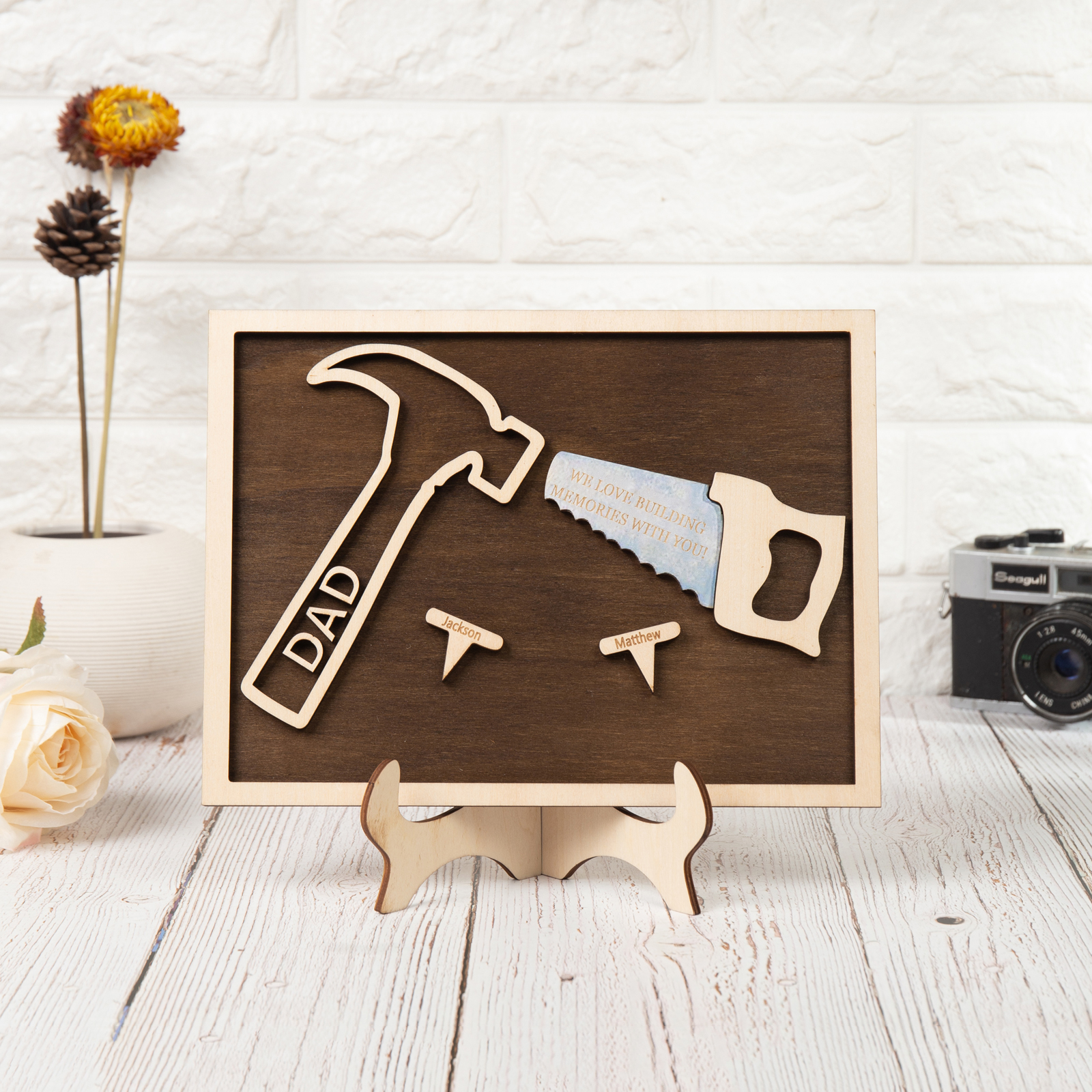 Dad Tool Set Wood Signs Custom 2 Names Father’s Day Handyman ...