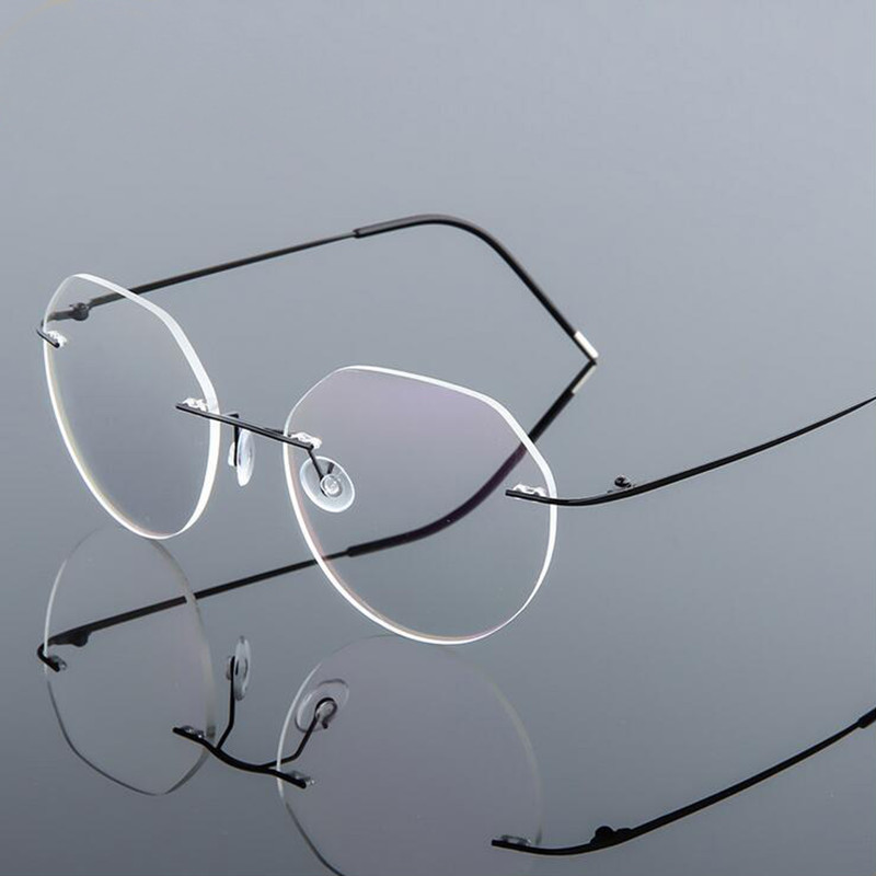 New Women Classic Polygon Titanium Rimless Glasses Frames , Female ...