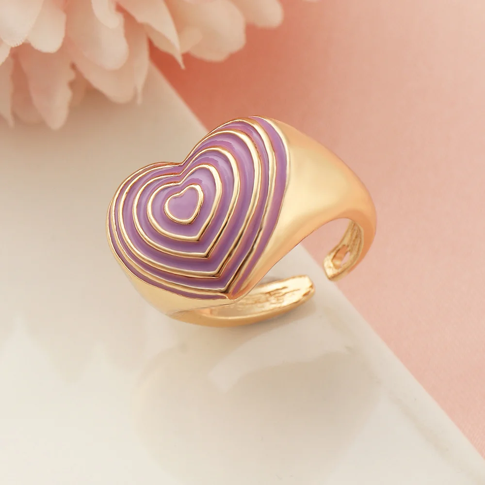 CANDY COLOR LAYERED HEART OPEN RING