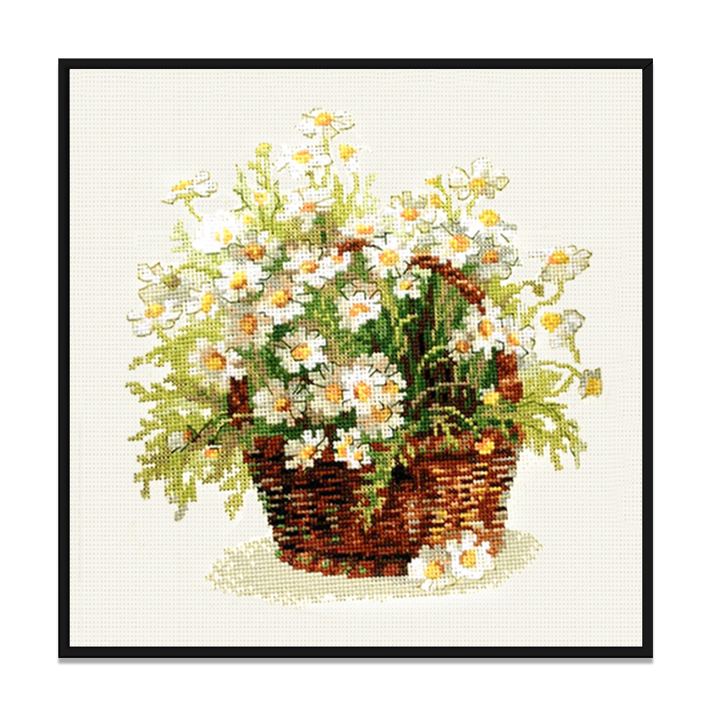 Daisy Flower-11CT Stamped Cross Stitch (37*37cm) Decoration Ornaments ...