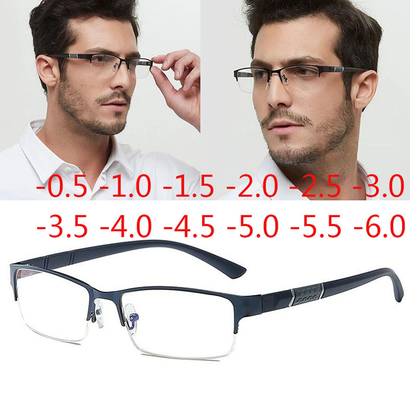 Reading Glasses Half Metal Frame Nearsighted Glasses Unisex Myopia 0 -0 ...