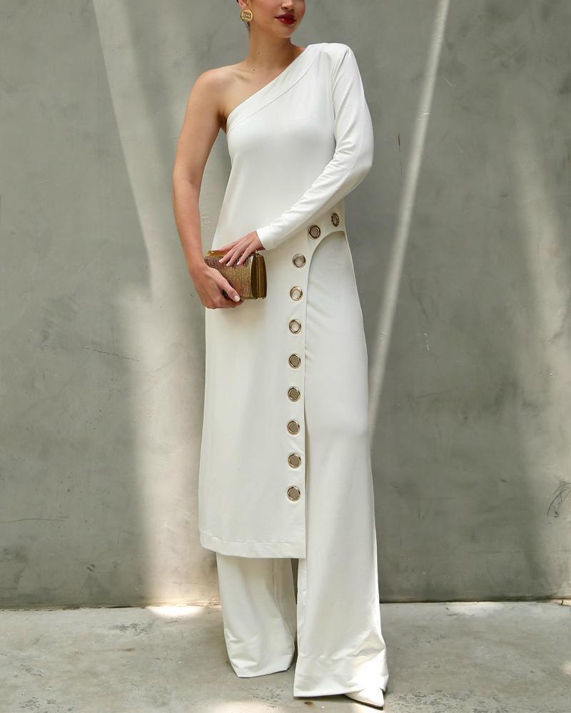 Small Design Long Jacket Pants Suit