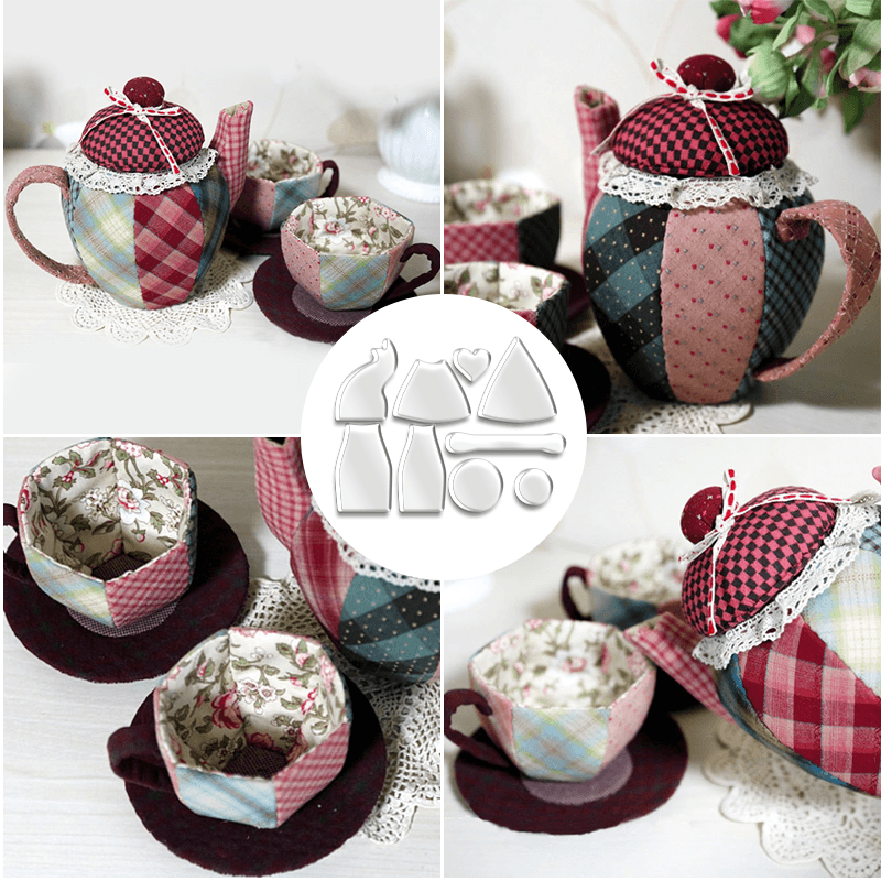 Cute Teapot Teacup and Saucer Sewing template-With Instructions（9 PCS)