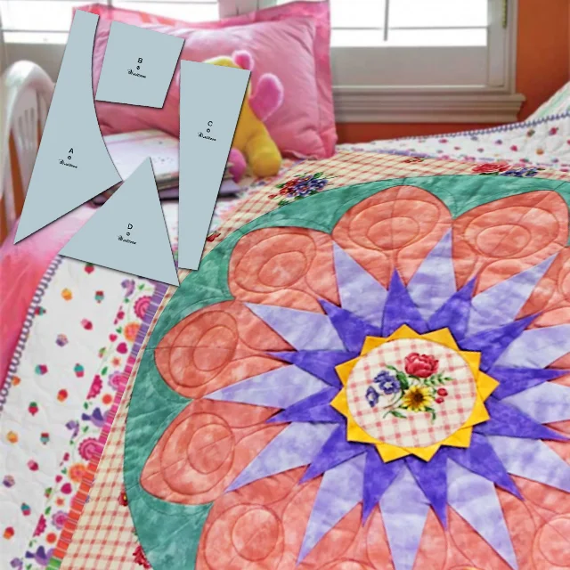 Folded Sunflower Quilting Pattern Template