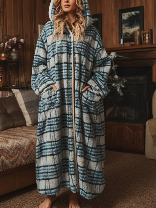 Comfortable Hooded Zip-up Robe