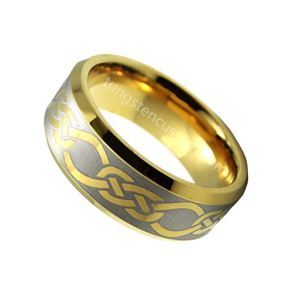 8MM Jewelry Gold Tungsten Carbide Celtic Wedding Band Ring | Tungsten ...