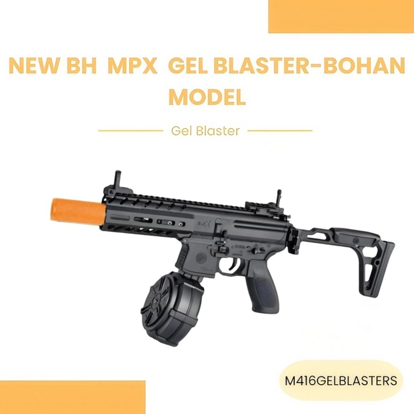 BH MPX Submachine Gun Gel Blaster – Bohan Model | 30m Range, 7-8mm Gel Ammo