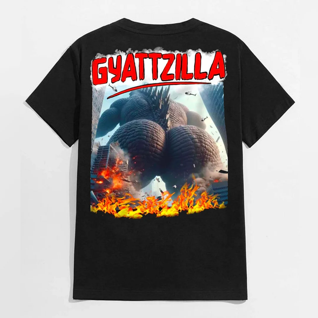 GYATTZILLA Giant in the Fire Black Print T-shirt