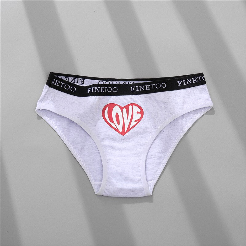 FINETOO 1/2PCS Women Cotton Underwear Love Sticker Letter M-XXL Panties ...