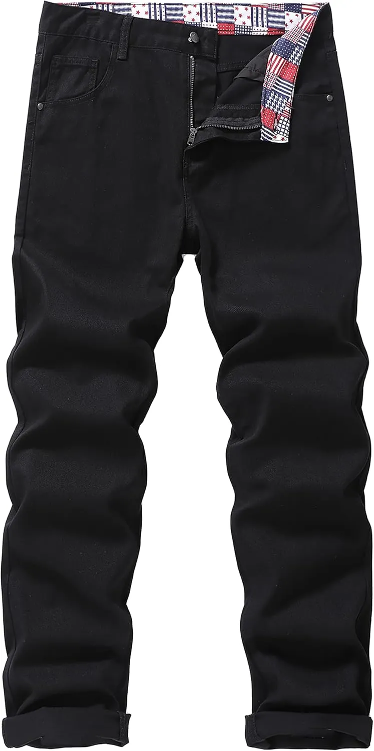 GAR BETHE Men's Non-stretch Regular Fit Straight-leg Denim Pants Jeans