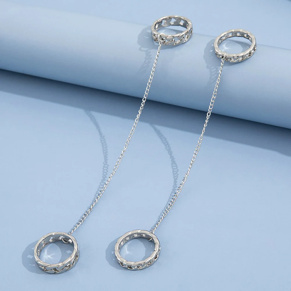 PUNK CHAIN PENDANT RINGS SET