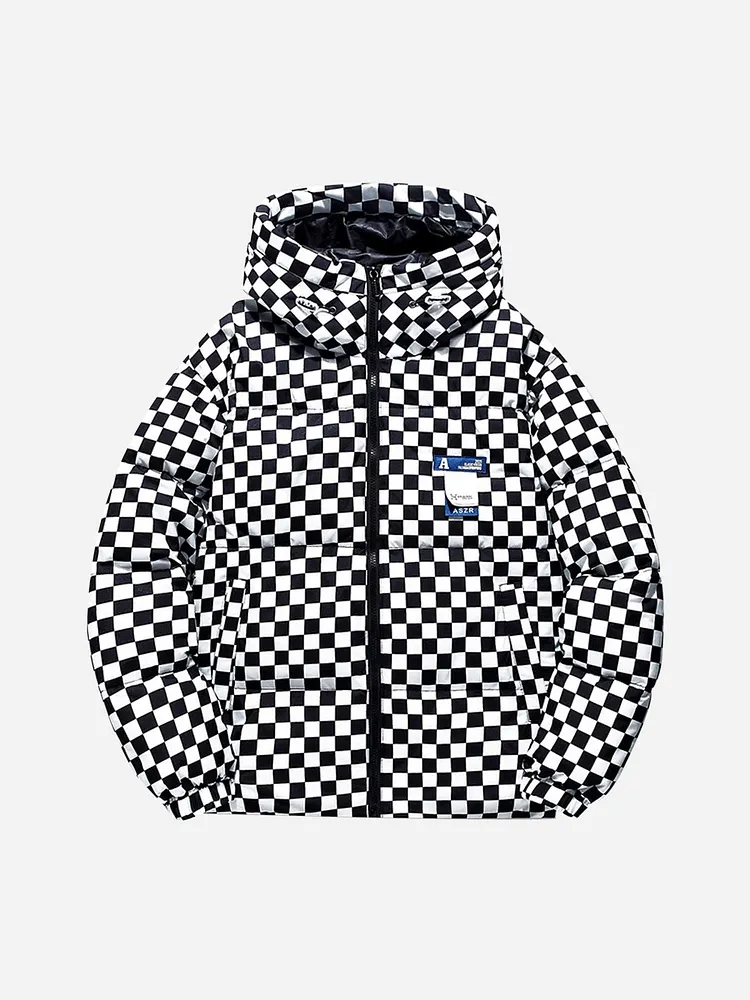 White Duck Down Checkerboard Down Jacket