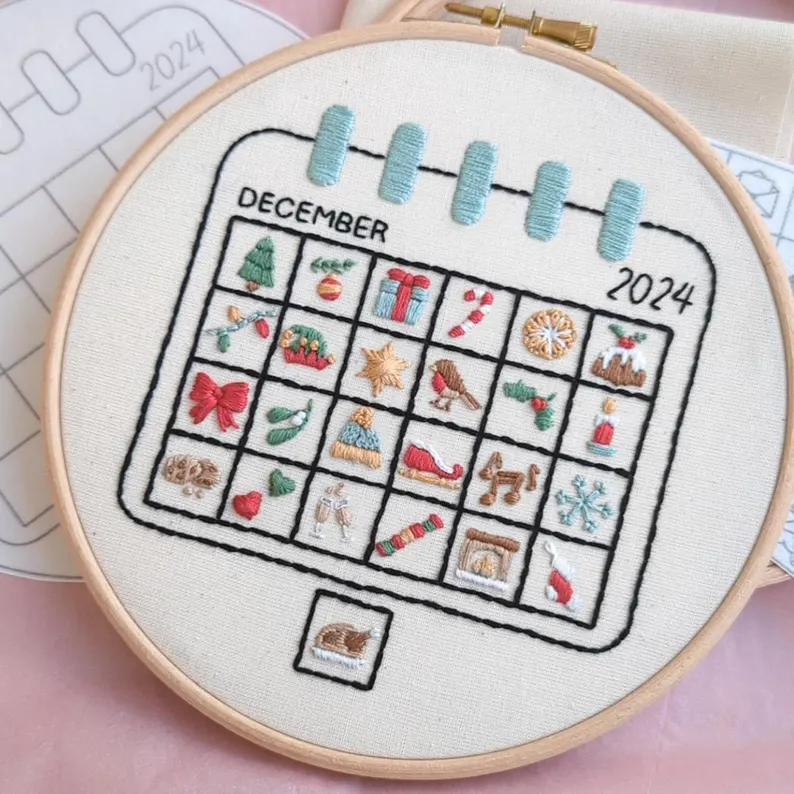 Christmas Advent Calendar Embroidered Kit