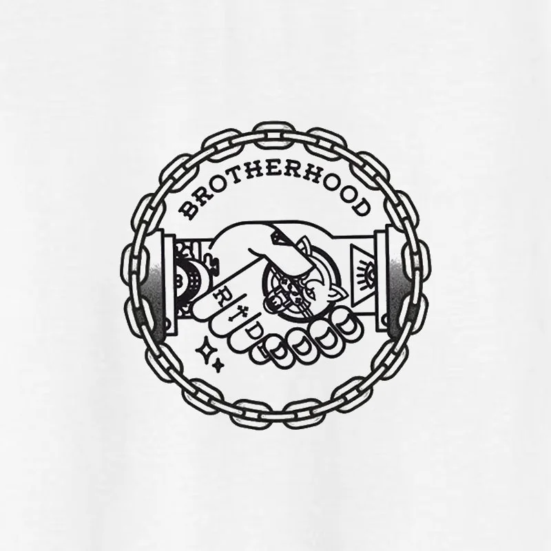 MOTOSUNNY BROTHERHOOD Tattoo Letter Graphic White Print T-shirt