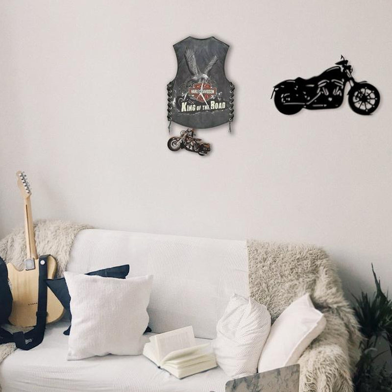 Motorcycle Wall Clock, Harley Vest Hanging Clock Unique Art Gift for ...