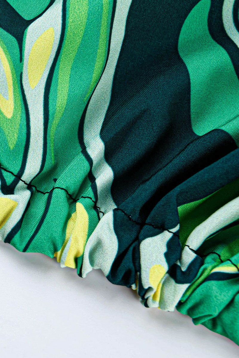 Sexy Print Draw String Asymmetrical Turndown Collar A Line Dresses