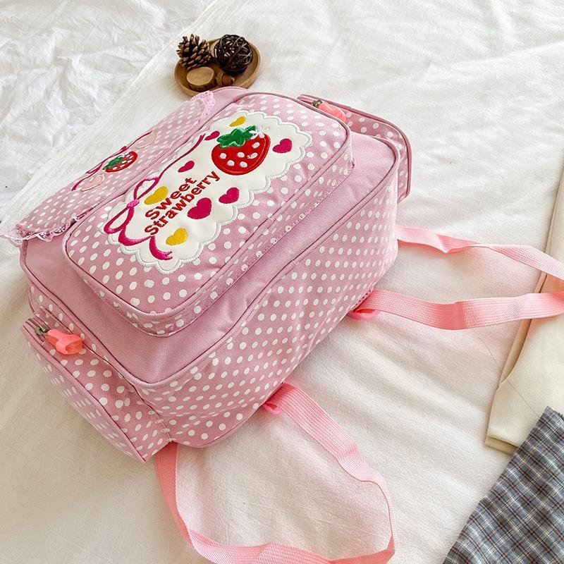 SWEET STRAWBERRY EMBROIDERED LACE BACKPACK