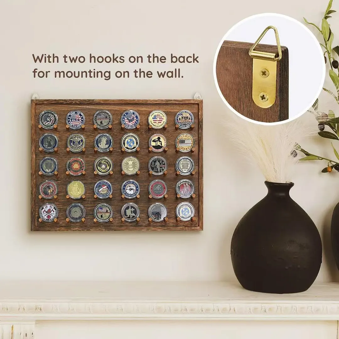 Wooden Commemorative Coin Storage Rack Wall-Mounted Medal Coin ...
