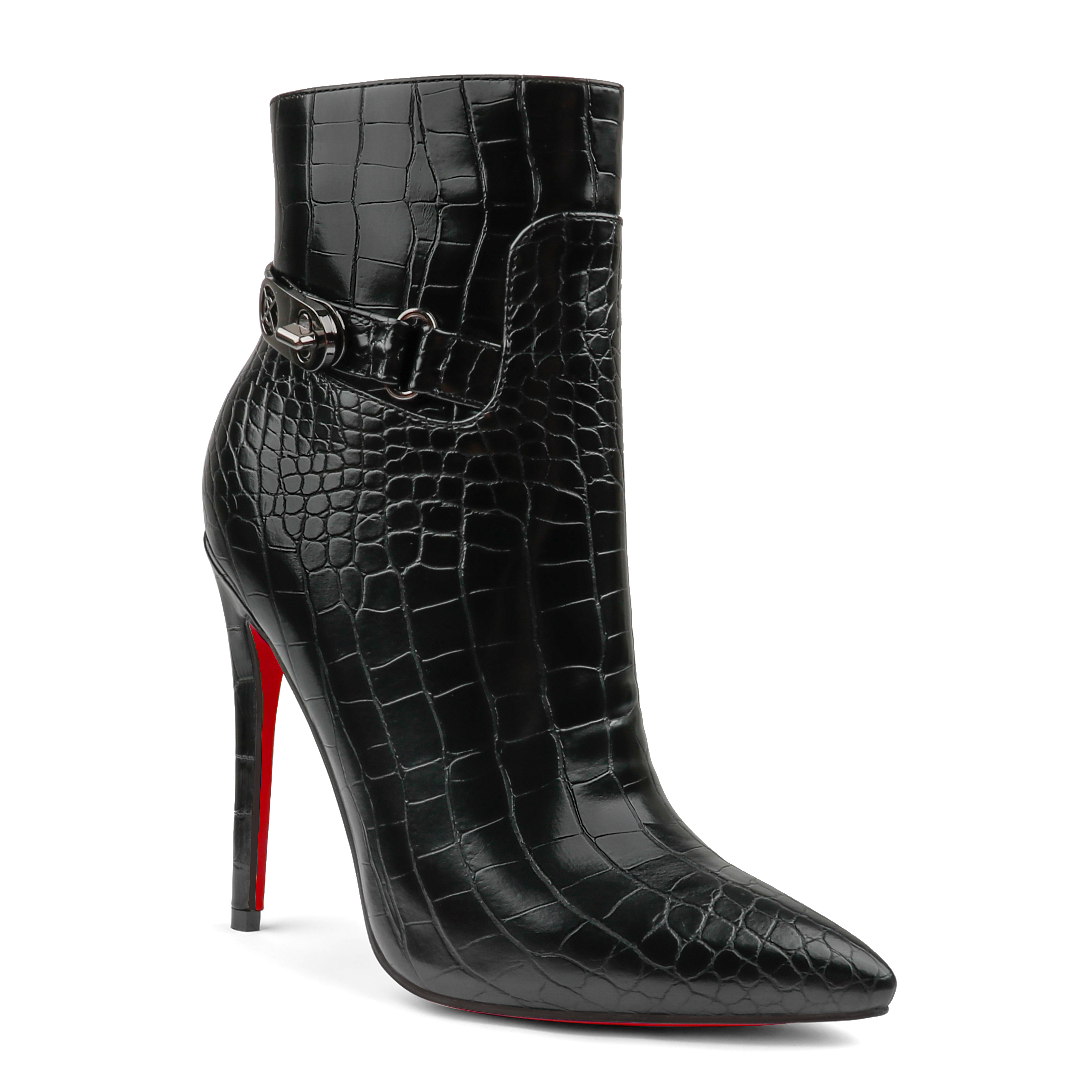 120mm Women's Ankle Boots Closed Pointed Toe Red Bottom Shoes ...