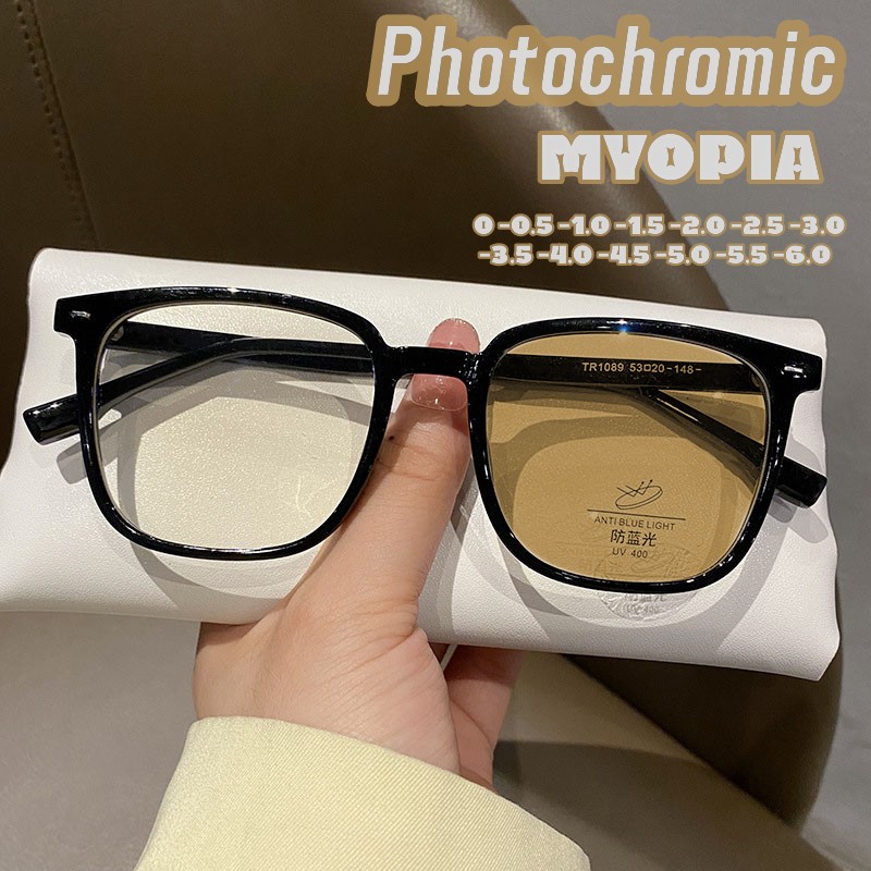 Unisex Intelligent Photochromic Myopia Glasses Women Men Color Changing ...