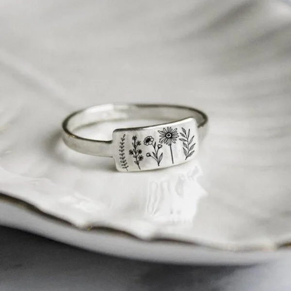 Sterling Silver Wildflower Nature Ring