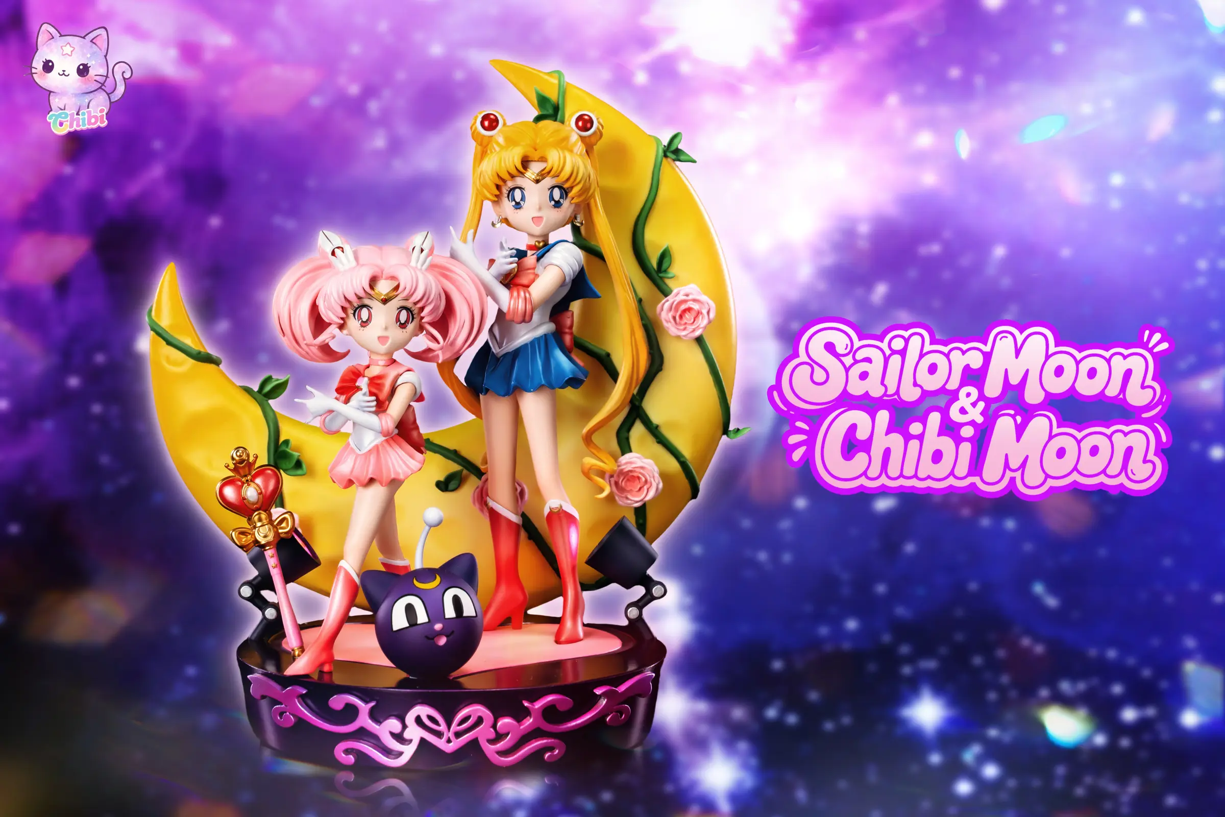 Usagi Tsukino & Chibiusa Tsukino with LED - Sailor Moon Resin Statue ...