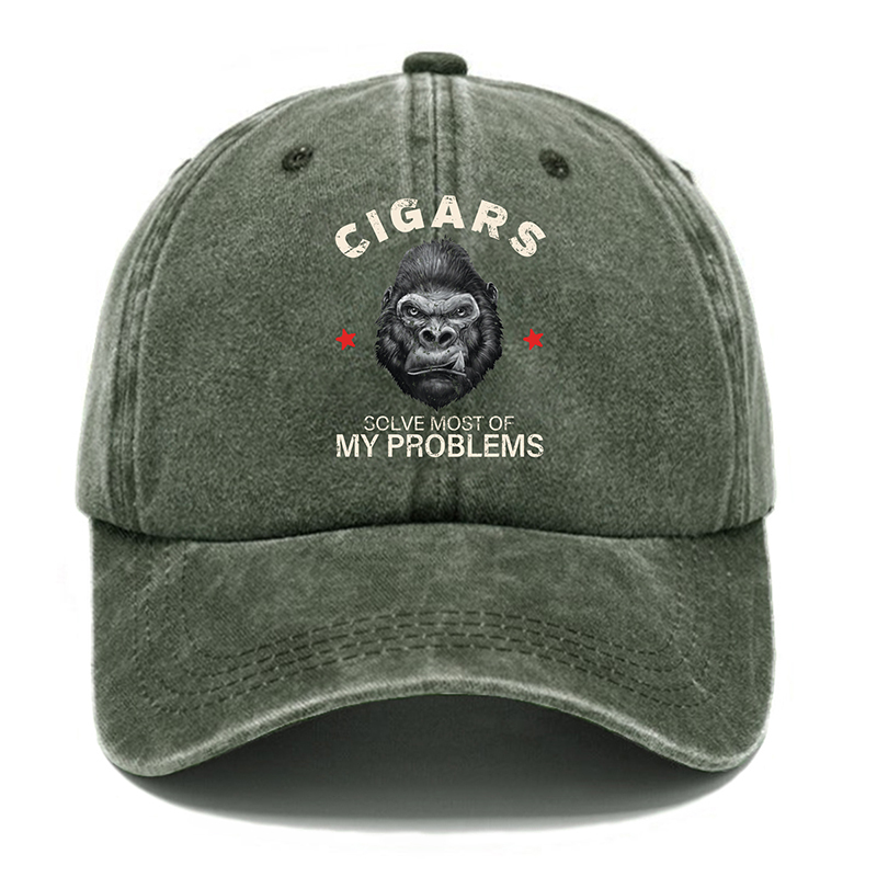 Cigars Solve Most Of My Problems Washed Baseball Caps