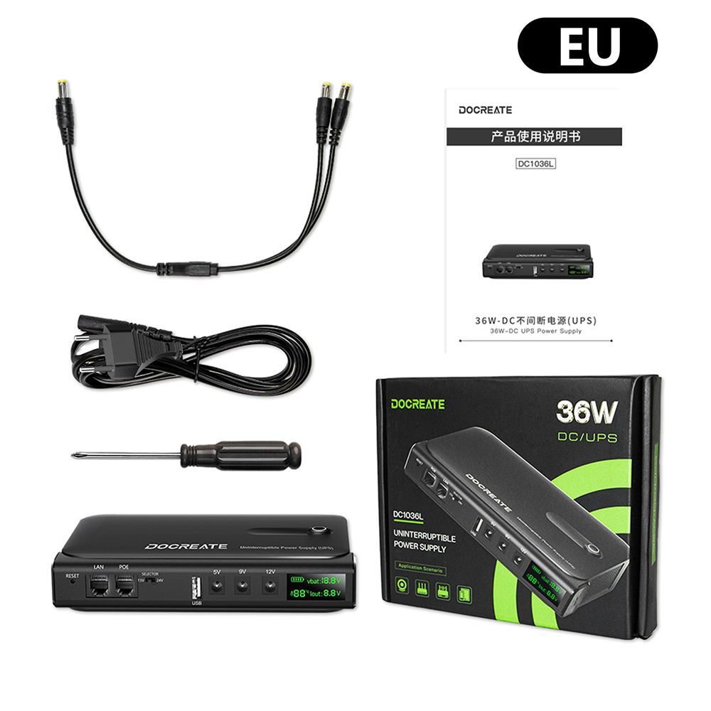 Mini UPS Battery Backup Uninterruptible Power Supply 36W Digital UPS ...
