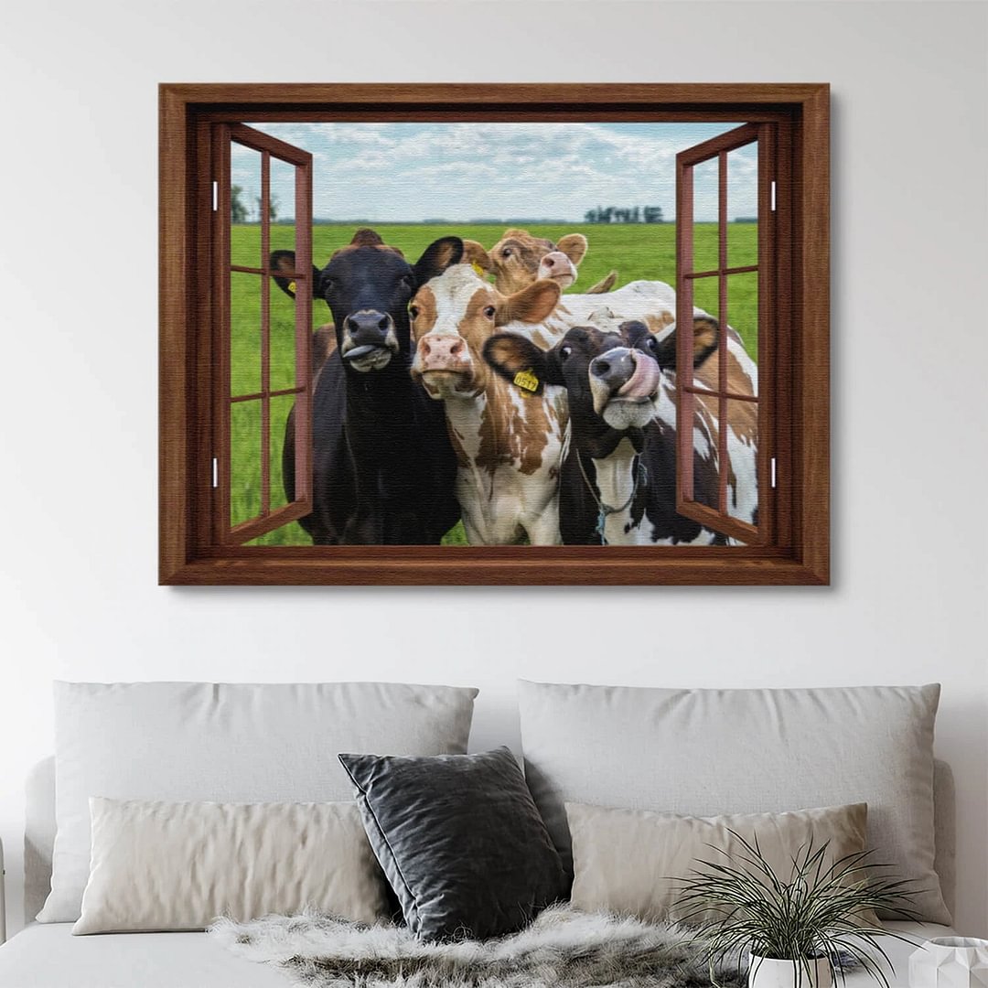 Window To The Goofy Cows Canvas