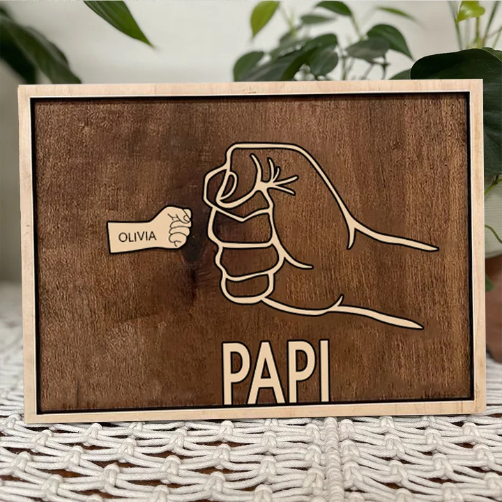 À mon Papi - Cadre en Bois Poings 1 Prénom Personnalisé