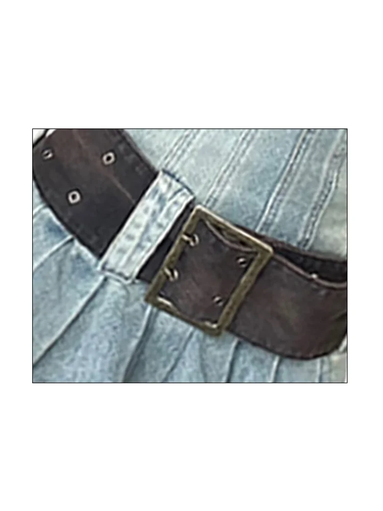 Brownm Vintage Women's Denim Dresses Sexy Sleeveless Tunic Mini Dress ...