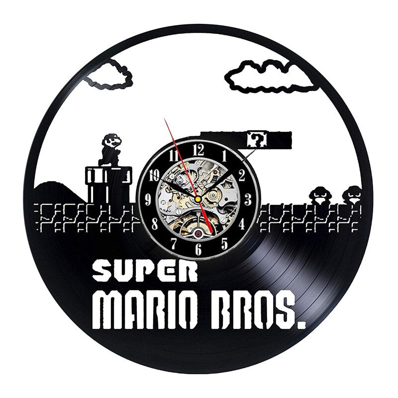 Super Mario Game Vinyl Record Wall Clock Modern Design Play Room 3D ...