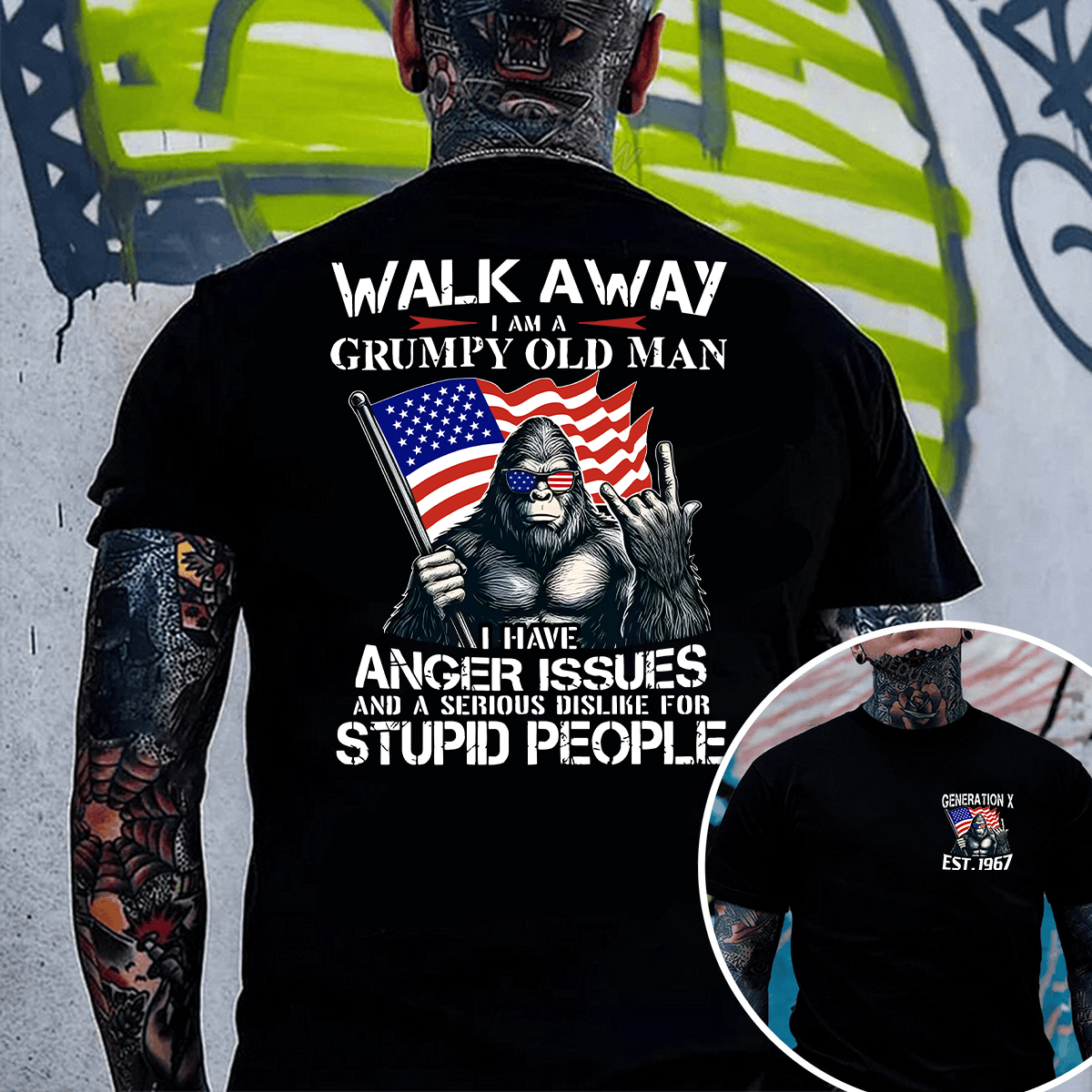 Walk Away Im A Grumpy Old Man Generation X/Boomer Custom Birth Year T ...