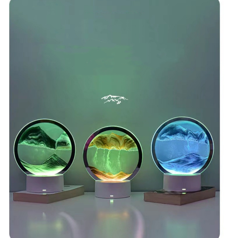 3D Led Table Lamp USB Quicksand Art Painting Hourglass In Motion ...