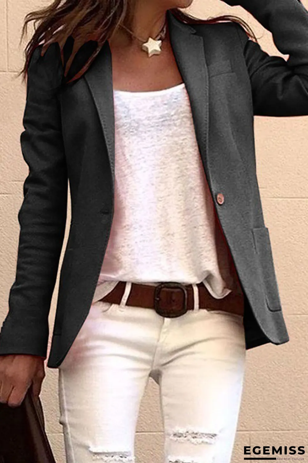 Casual Solid Buttons Turn-back Collar Outerwear(6 Colors) | EGEMISS