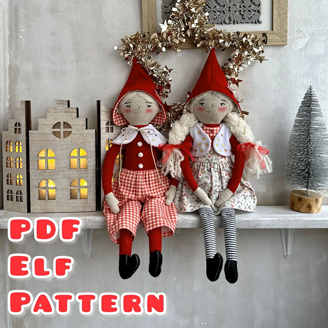 Christmas Elf doll With Clothes PDF Pattern