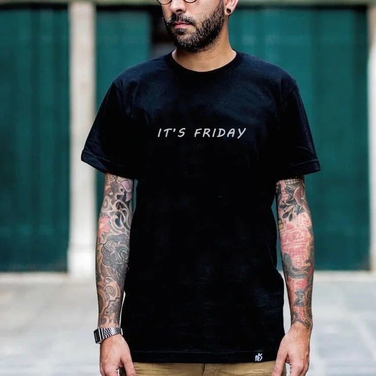 THANK THE STARS IT'S FRIDAY Black Print T-shirt