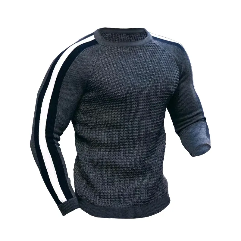 Waffle Sleeve Printed Sweater