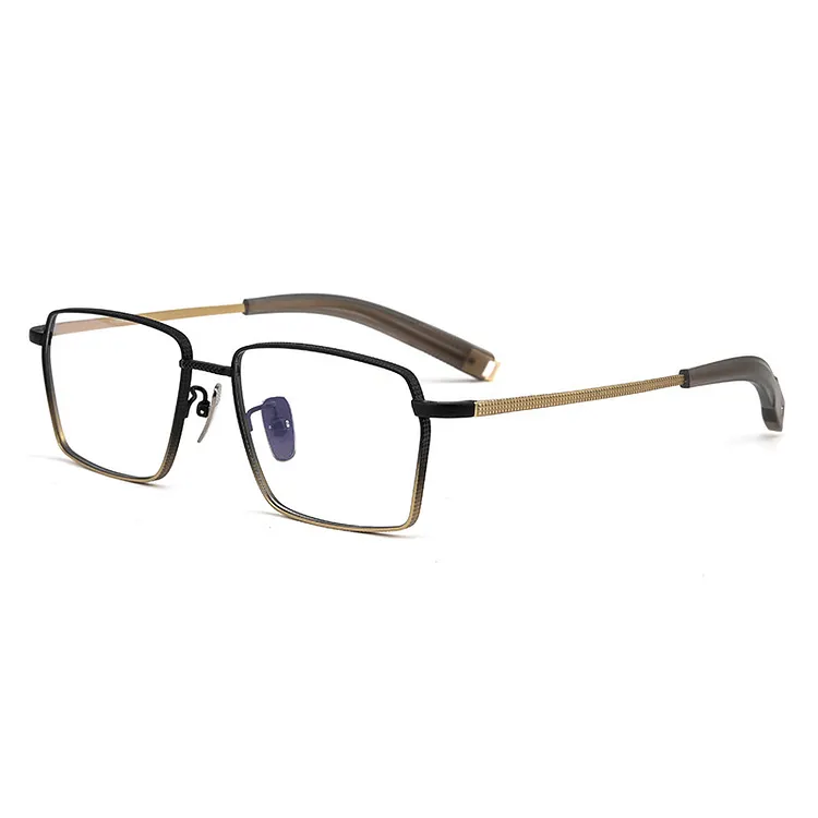 MOMOJA Retro Square Eyewear Widened Design Ultra Light Pure Titanium ...