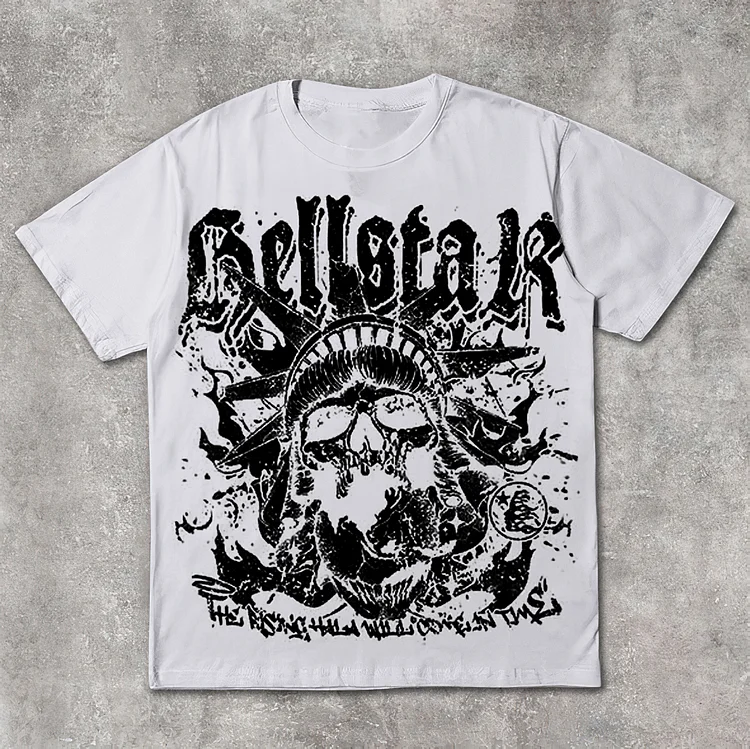 Hellstar Freedom Skull Graphics Short Sleeve 100% Cotton Tee