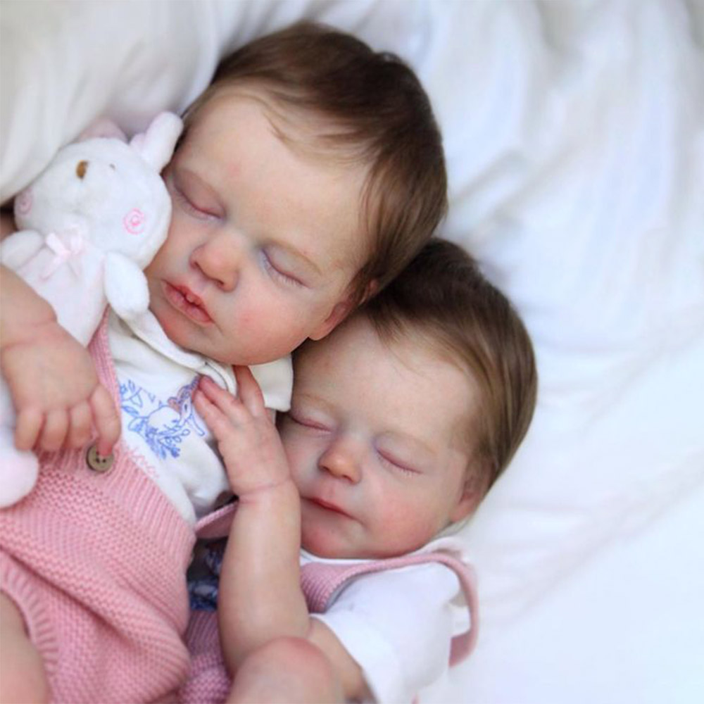 20'' Reborn Twins Sisters Franka and Dela, Cloth Body Simulation Girls ...