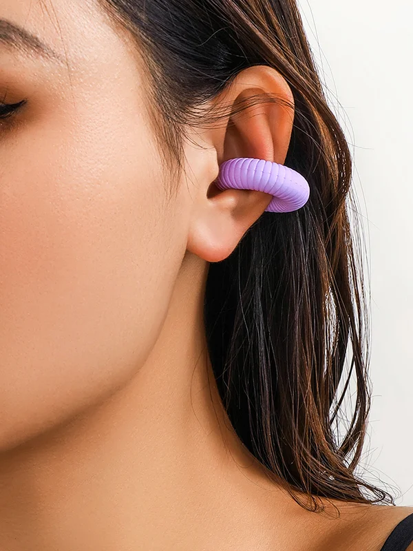 Symmetric Sophistication: Geometric Solid Color Ear Clips - Accessories