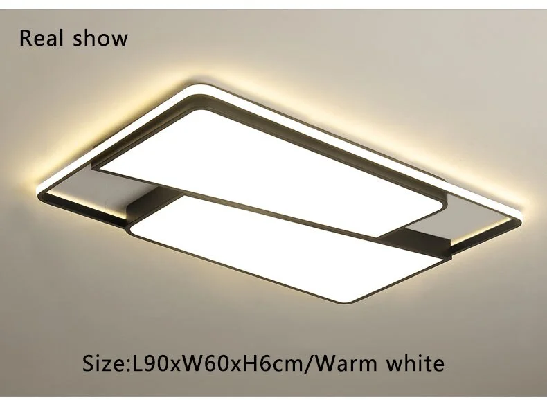 Black Frame Modern Led Ceiling Light For Living room Bedroom Dining ...
