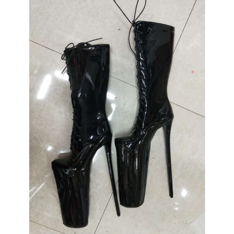 Elijah 30cm Extreme High Heels Platform Patent Leather Cross Strap ...